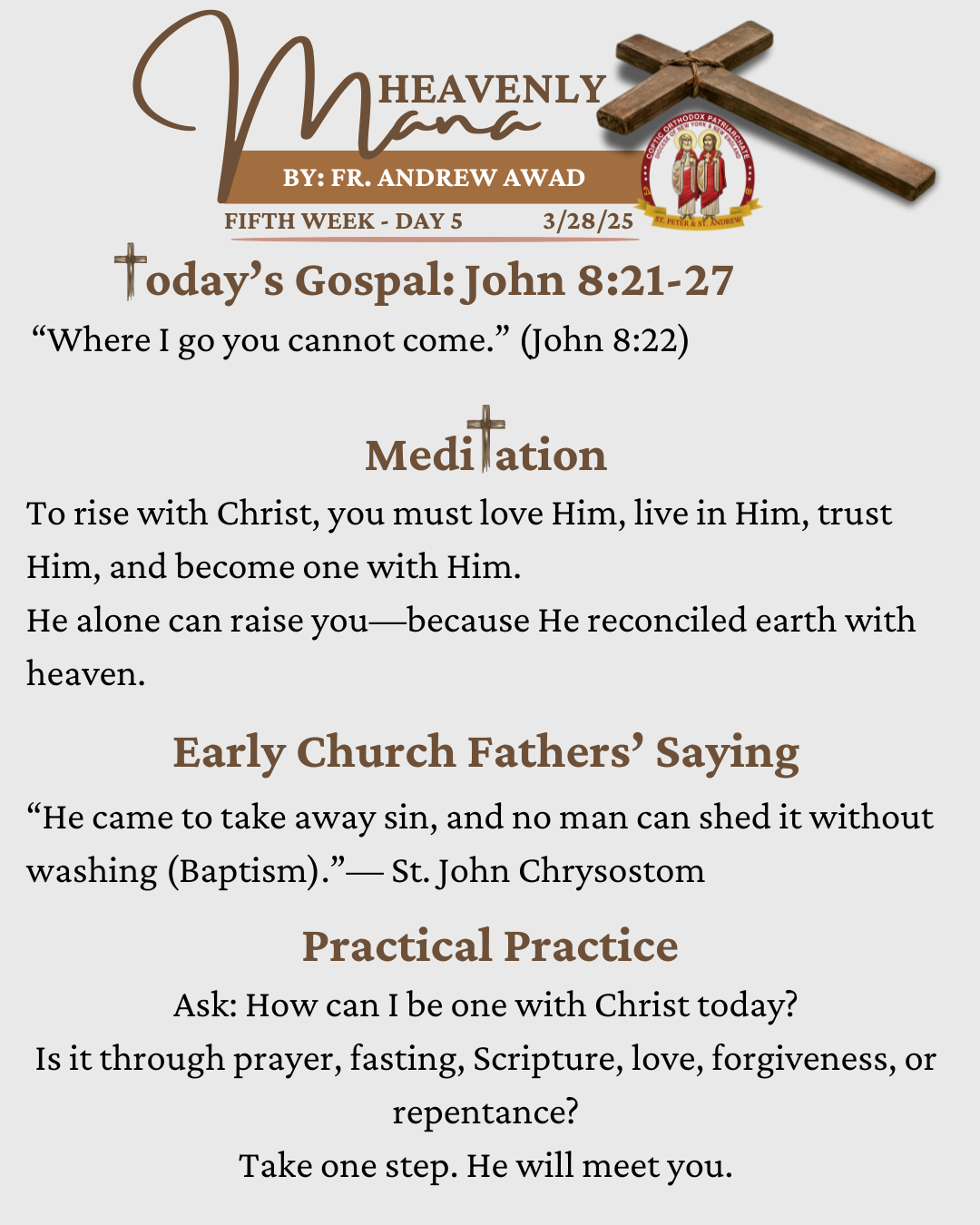 Where I Go, You Cannot Come — 5th Week – Day 5 – Great Lent ...